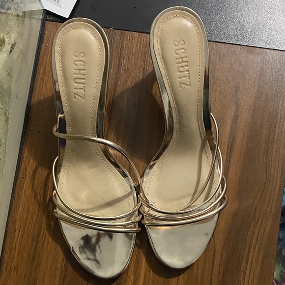 SCHUTZ | Shoes | Schutz Metallic Womens Heels | Poshmark